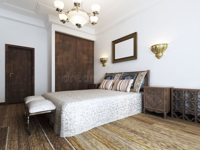 The Large Bed in the Bedroom is Middle Eastern Arabic Style with Stock ...