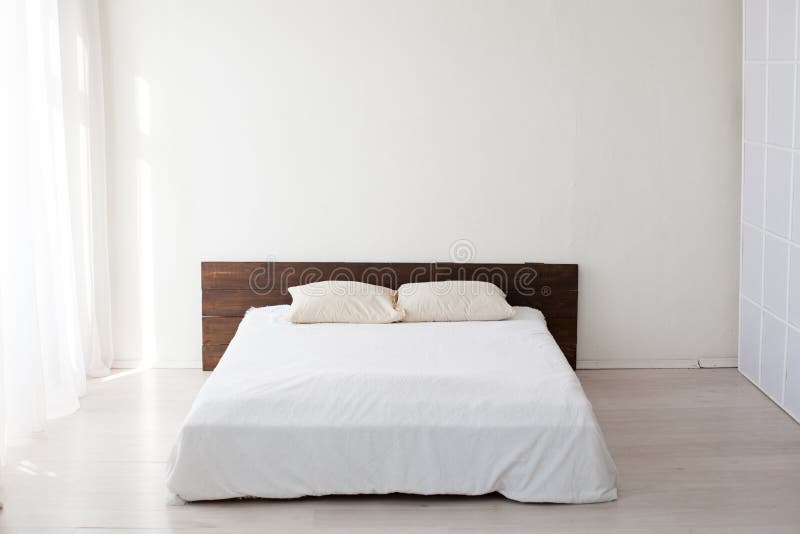 Large Bed in the Interior White Bedrooms Stock Photo - Image of empty ...
