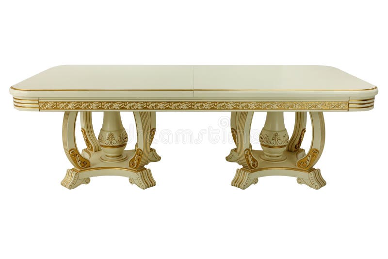 Large Beige Table on White Background. Stock Image - Image of folding ...