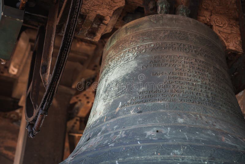 Large Bell Inside Historic Building in Venice, Italy - Architectural ...