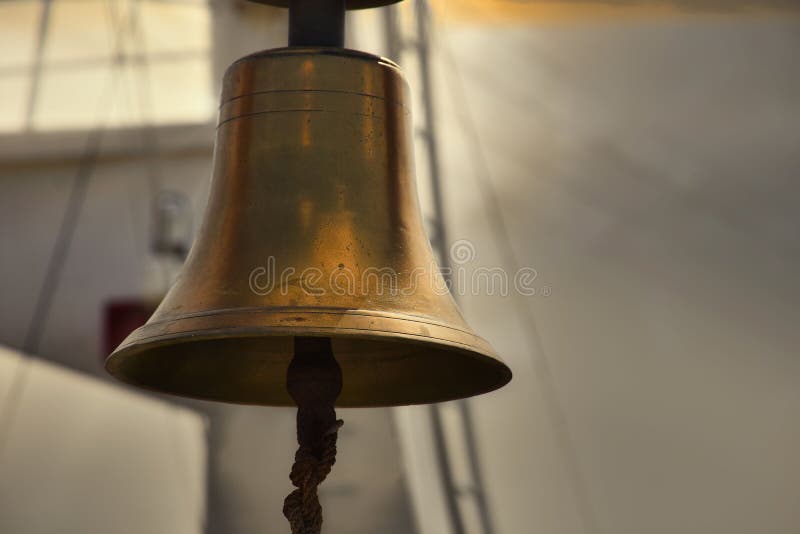 A Large Bell Made of Bronze on the Ship`s Deck Stock Image - Image of ...