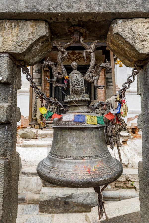 Large Bell in a Sacred Place Stock Image - Image of hinduism, metal ...