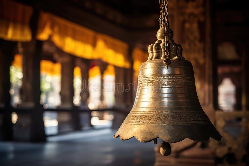 A Large Bell in a Temple, Ready for Ringing Stock Photo - Image of ...