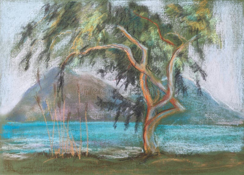 Bent Tree Digital Painting stock illustration. Illustration of graphic ...