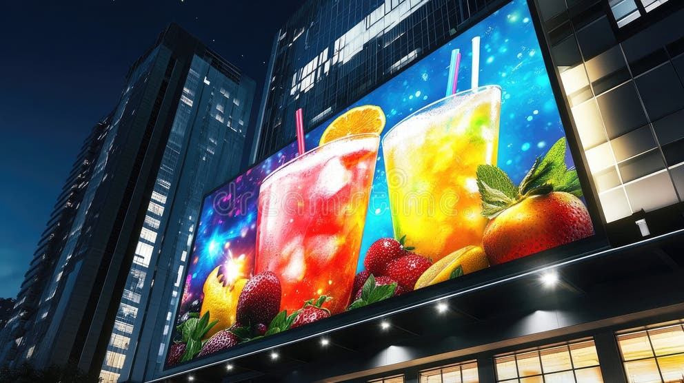 A Large Billboard Advertisement for a Refreshing Beverage in a City at ...