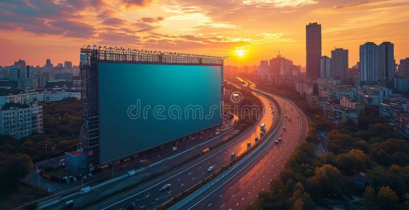 Large Billboard Alongside Highway Stock Image - Image of advertisement ...