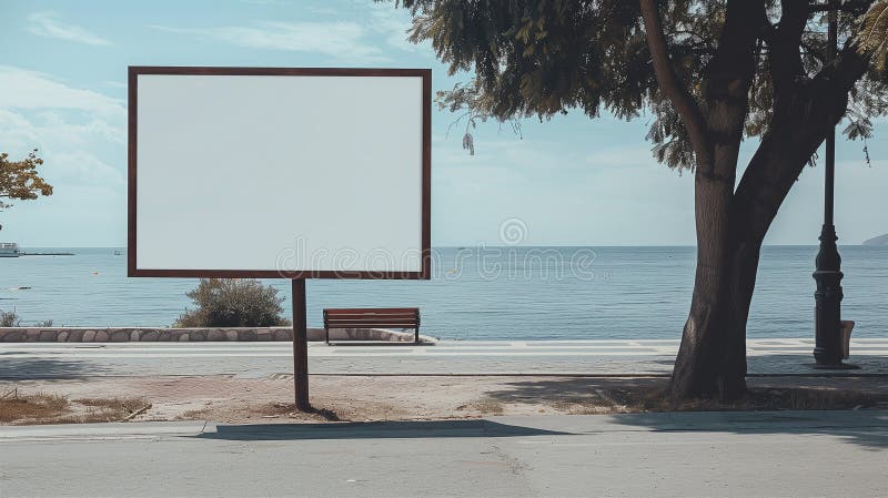Large Billboard with Blank Space for Text by the Sea Stock Illustration ...