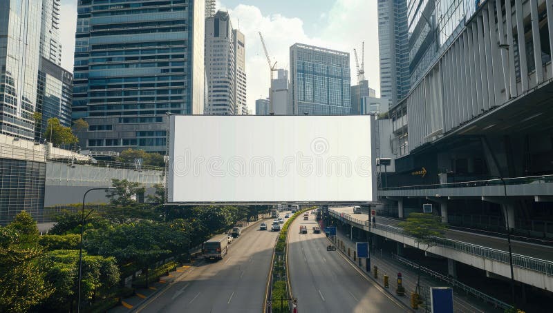 A Large Billboard Displayed on the Side of a Building in a Busy City ...