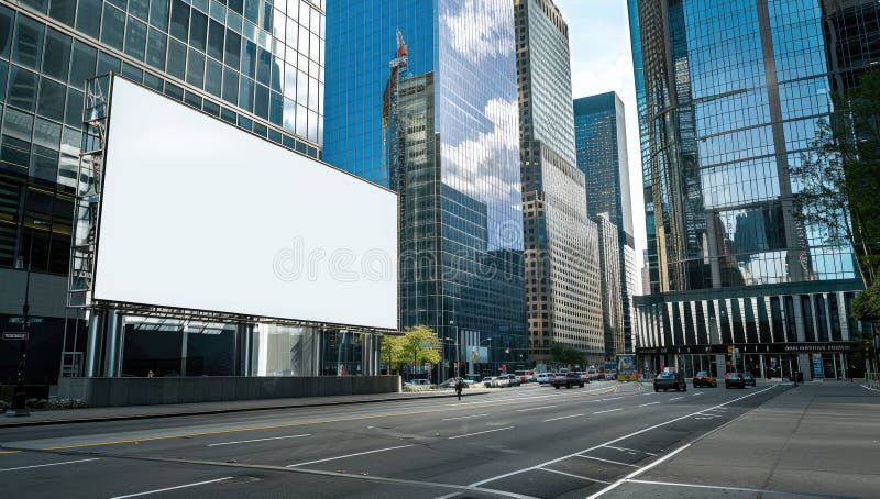 A Large Billboard Displayed on the Side of a Building in a Busy City ...
