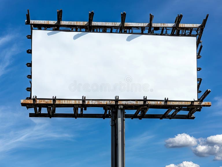 A Large Billboard on a Pole with a Blue Sky in the Background Stock ...