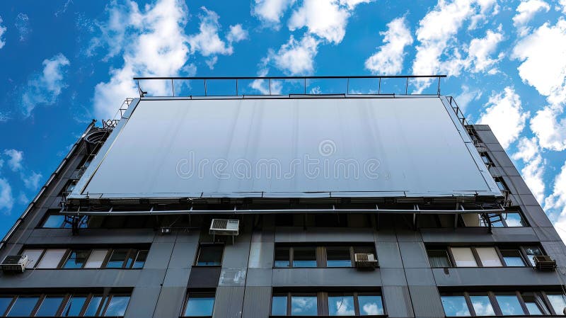 A Large Billboard with a White Background and a Blue Sky in the ...