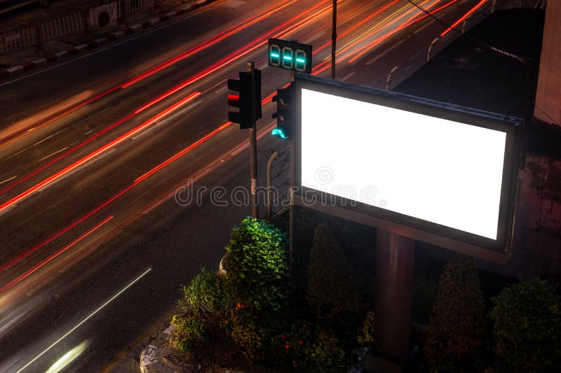 Large Billboards on the Street at Night, with Beautiful Street Lights ...