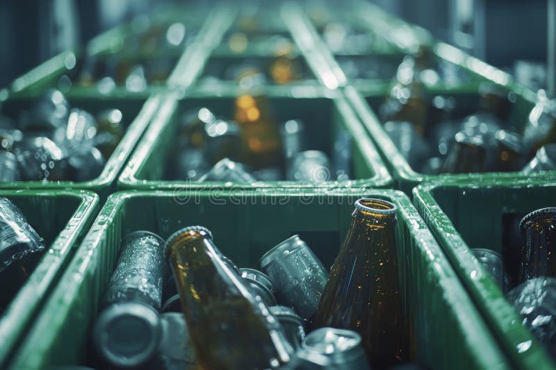 Large Bins Showing the Waste Recycling Process, Separating Plastic ...