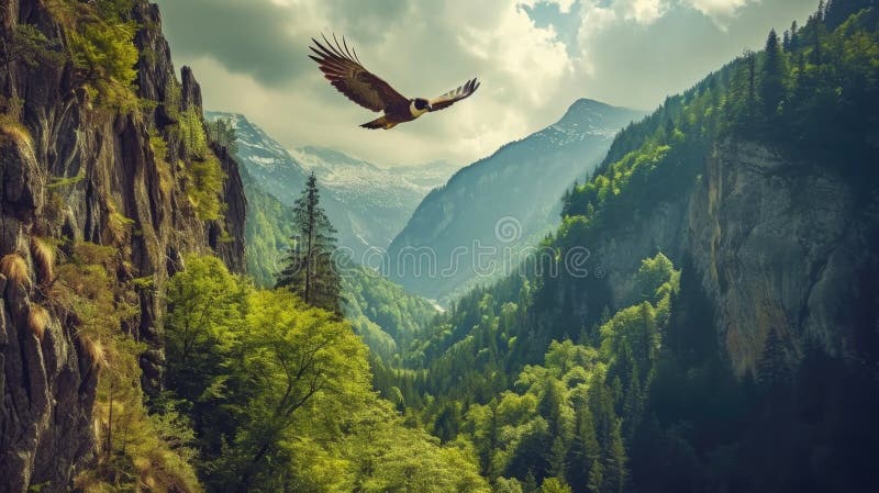 Large Bird Flying Over Forest Stock Image - Image of scenery, flying ...