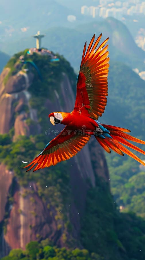 A Large Bird Flying Over a Mountain Stock Image - Image of feather ...