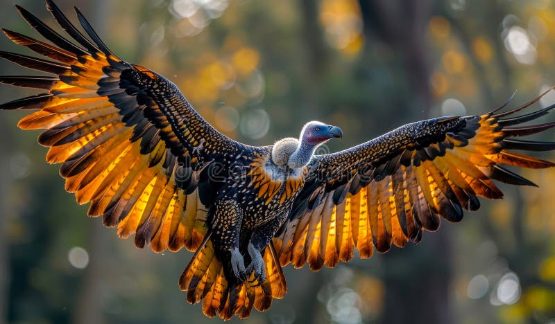 Large Bird with Long Tail Spreads Its Wings in the Forest Stock Photo ...