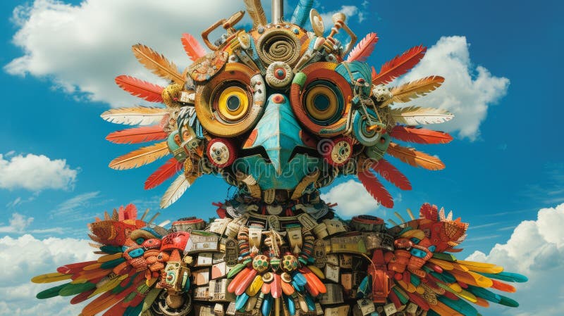 A Large Bird Made of Many Different Objects is Standing in the Sky, AI ...