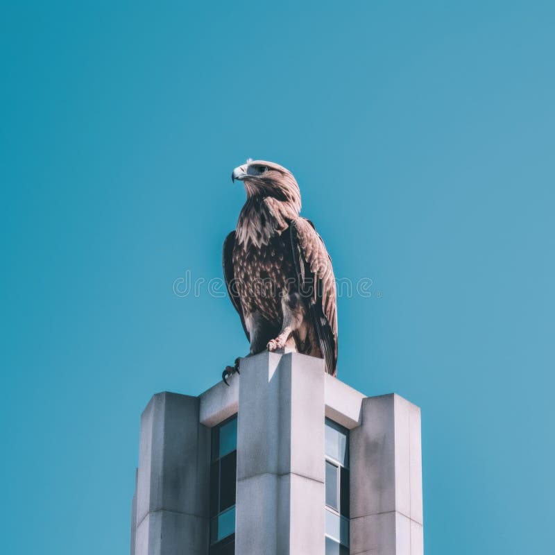 A Large Bird Perched on Top of a Building. Generative AI Image. Stock ...