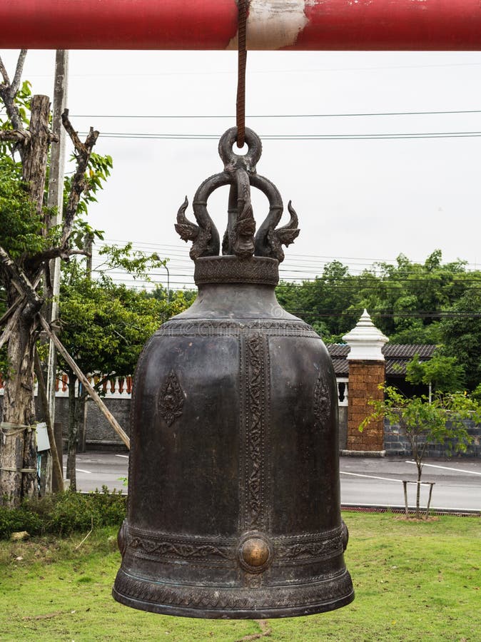 Large Hanging Metal Bell Isolated Stock Photo - Image of rusted, worn ...