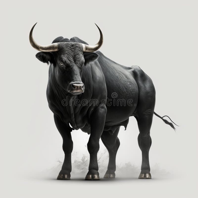 A Large Black Bull Isolated on a Plain Background. Generative Ai Stock ...