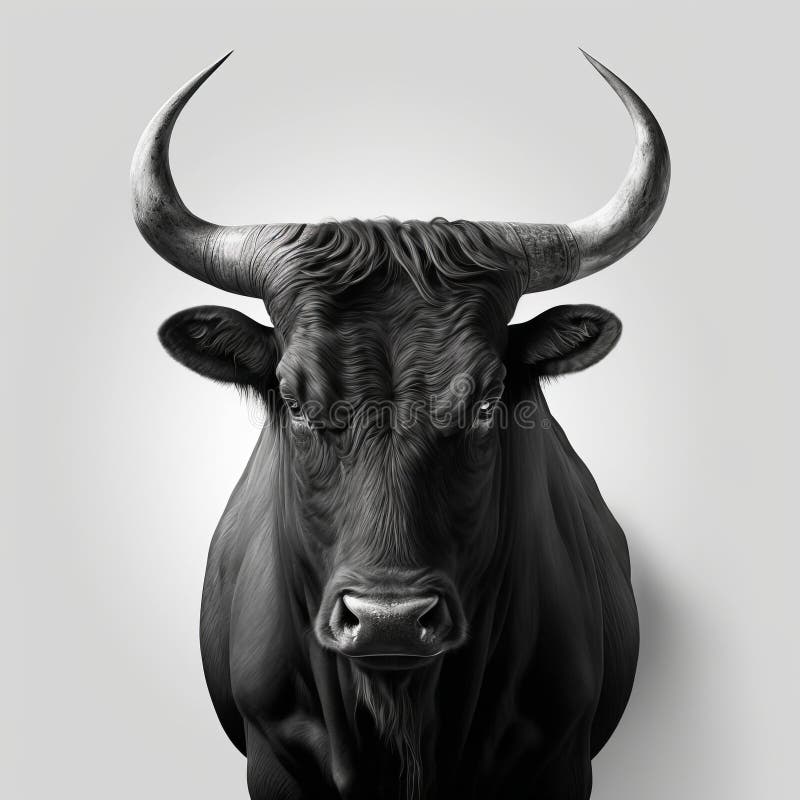 A Large Black Bull Isolated on a Plain Background. Generative Ai Stock ...