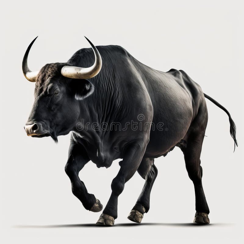 A Large Black Bull Isolated on a Plain Background. Generative Ai Stock ...