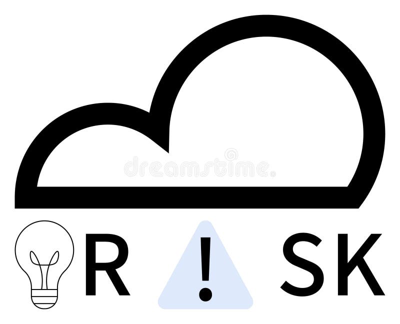 Risk Management Concept with Bold Cloud Outline, Exclamation Point ...