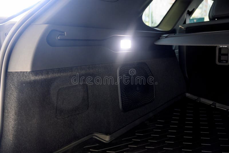Large Black Empty Car Trunk. Open Car Trunk Close Up Stock Image ...