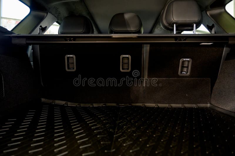 Large Black Empty Car Trunk. Open Car Trunk Close Up Stock Image ...