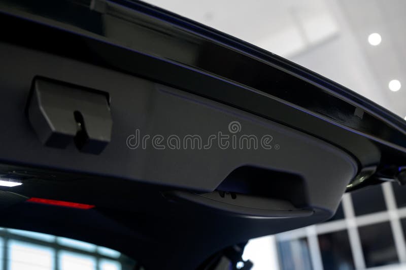 Large Black Empty Car Trunk. Open Car Trunk Close Up Stock Image ...