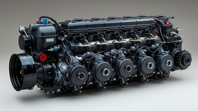 A Large Black Engine is Sitting on a White Surface Stock Photo - Image ...