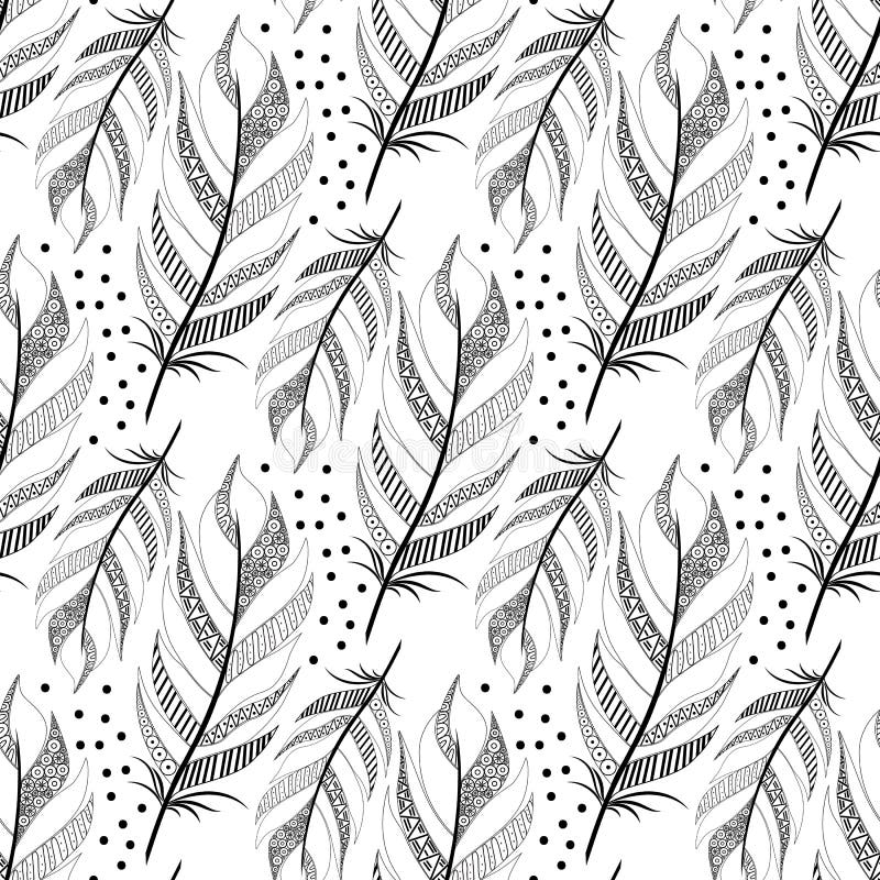 Large Black Fluffy Feathers Pattern with Dots Stock Vector ...