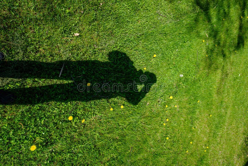 Large Black Human Shadow in Green Meadow Stock Image - Image of nature ...