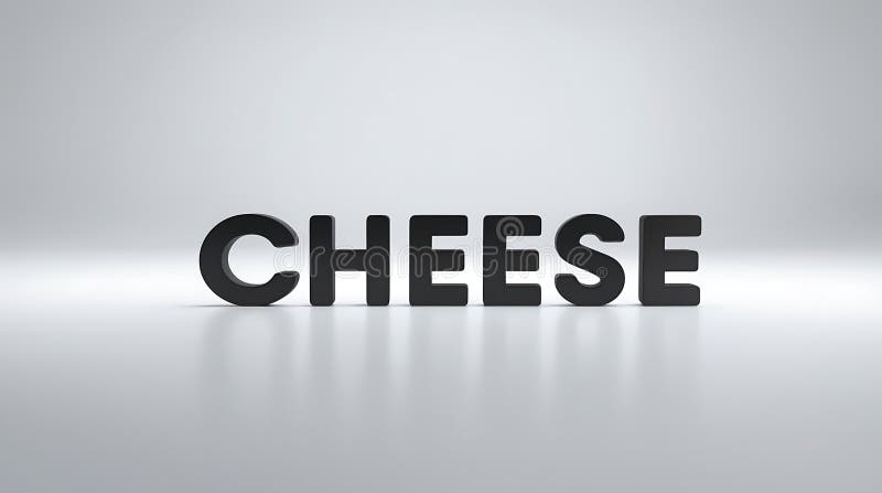 Black Letters Spelling Cheese on a Smooth Surface with Soft Lighting ...