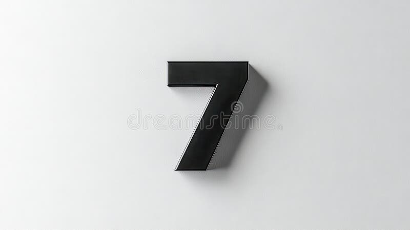Large Black Number Seven on White Background Casting Shadow Stock ...