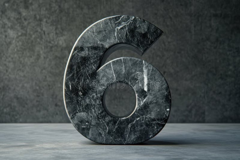 A Large Black Number Six is Sitting on a Grey Surface Stock ...
