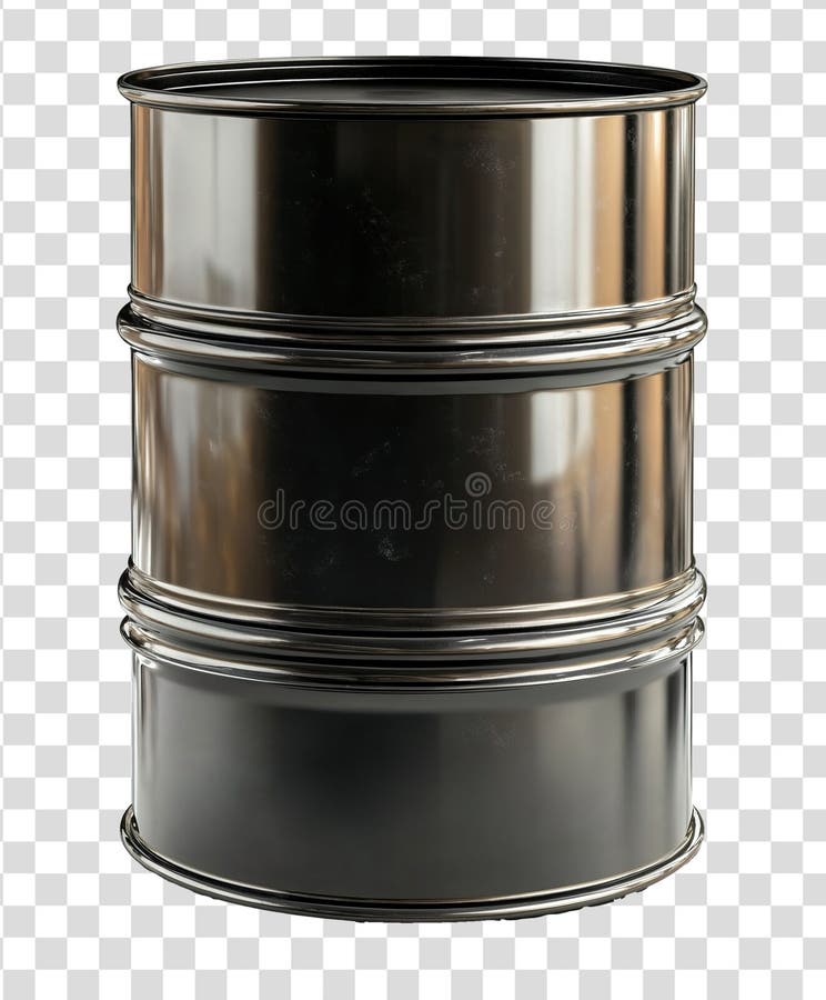 A Large Black Oil Barrel with Black Rim on Transparent Background Stock ...