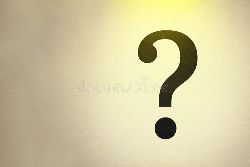 A Large Black Question Mark on a Light Backlit Background. Space for ...