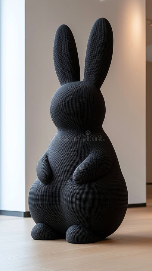 Large Black Rabbit Sculpture Indoors Stock Photo - Image of decor ...