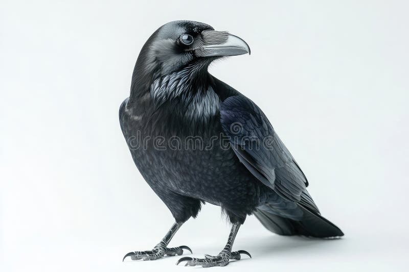 Large Black Raven Standing on White Background Stock Illustration ...