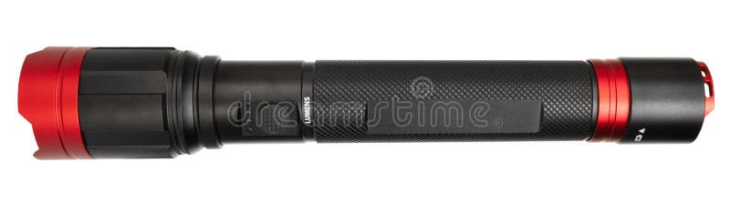 Large Black and Red Flashlight Stock Photo - Image of bulb, outage ...