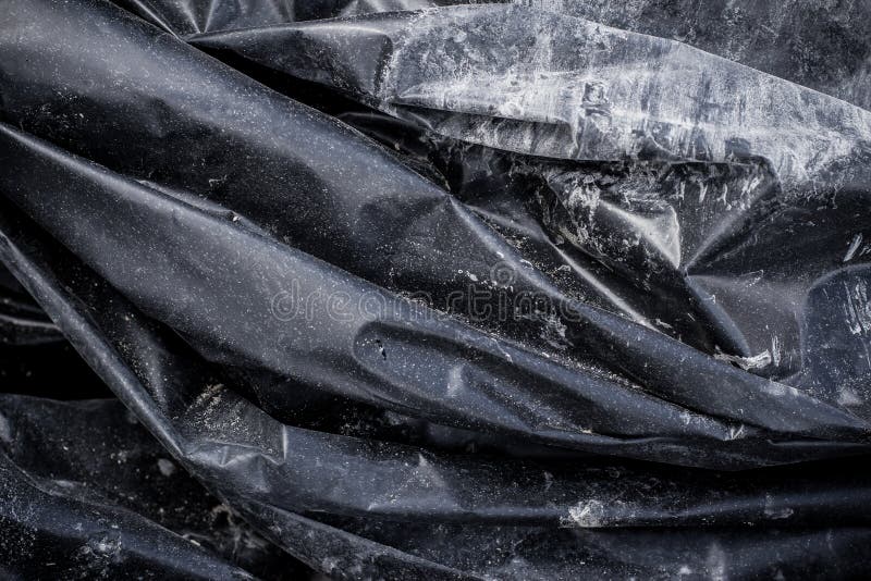 Large Black and Rumpled Plastic Garbage Bag Stock Image - Image of dump ...