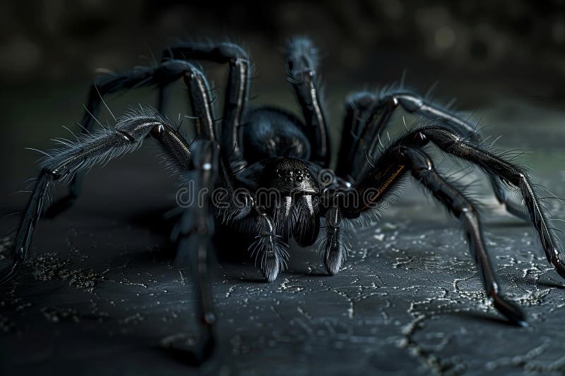 A Large Black Spider on the Floor, Lit , High Quality, High Resolution ...
