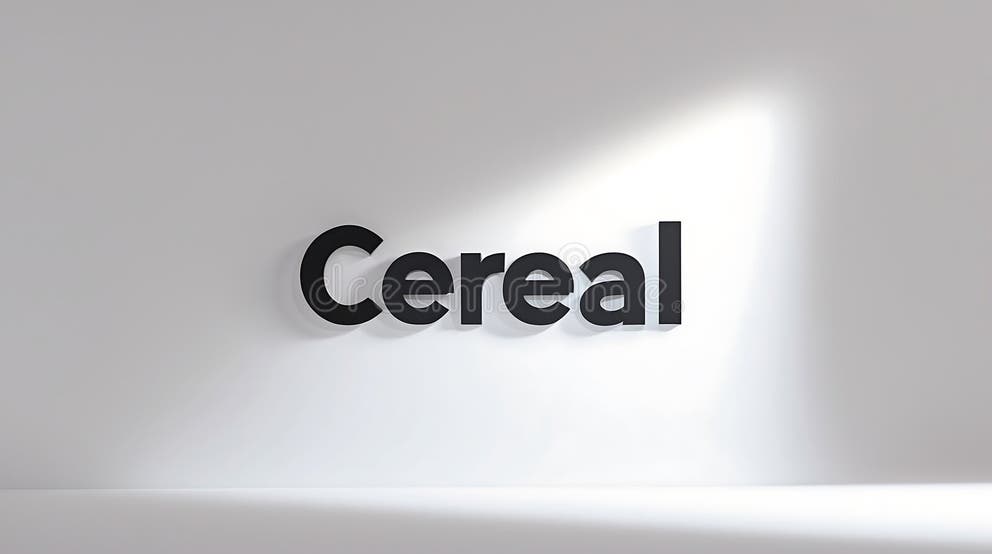 Large Black Typography Spelling Cereal on a Plain Wall with Soft ...