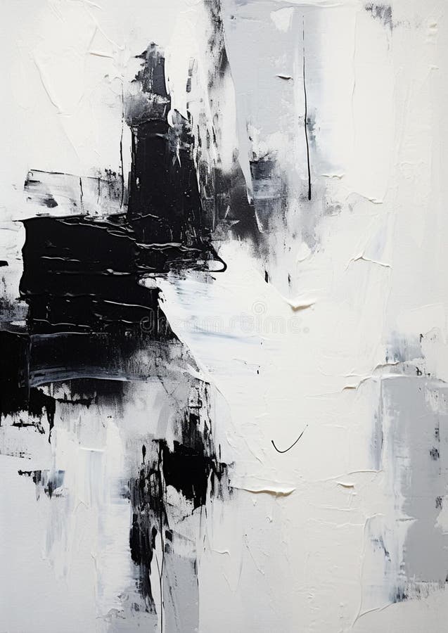 The Image is of a Large Black and White Abstract Painting Stock ...