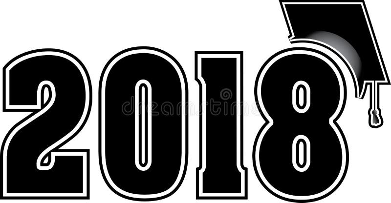 Large Black and White 2018 with Graduation Cap Stock Illustration ...