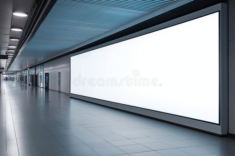 Large Blank Advertising Billboard in Modern Indoor Corridor Stock Image ...