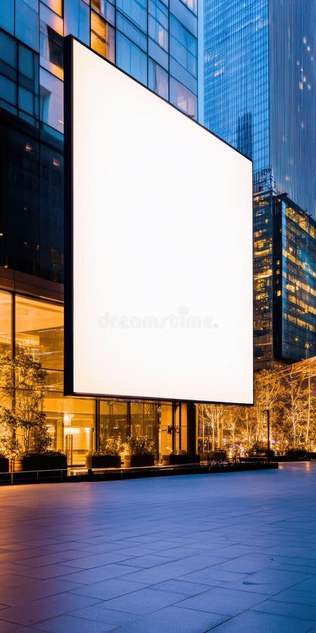 Large Blank Billboard Advertising Layout in Cityscape, Digital Light ...