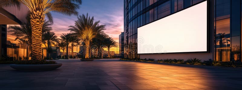 Large Blank Billboard Advertising Layout in Cityscape, Digital Light ...
