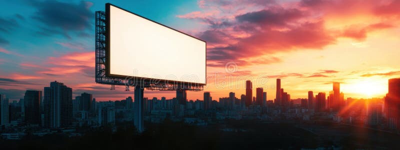 Large Blank Billboard Advertising Layout in Cityscape, Digital Light ...